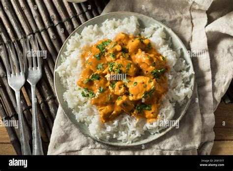 Homemade Mango Coconut Curry Chicken With White Rice Stock Photo Alamy