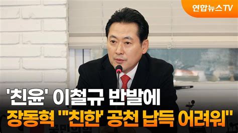 친윤 이철규 반발에장동혁 친한 공천 납득 어려워 연합뉴스tv Yonhapnewstv Youtube