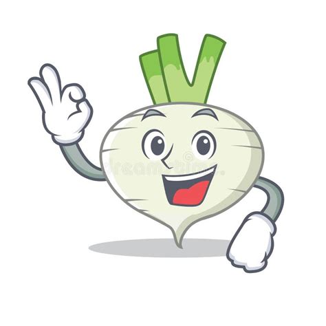 Okay Turnip Character Cartoon Style Stock Vector Illustration Of