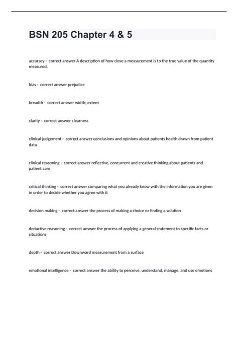 Bsn 205 Chapter 4 And 5 Questions With 100 Correct Answers 20242025