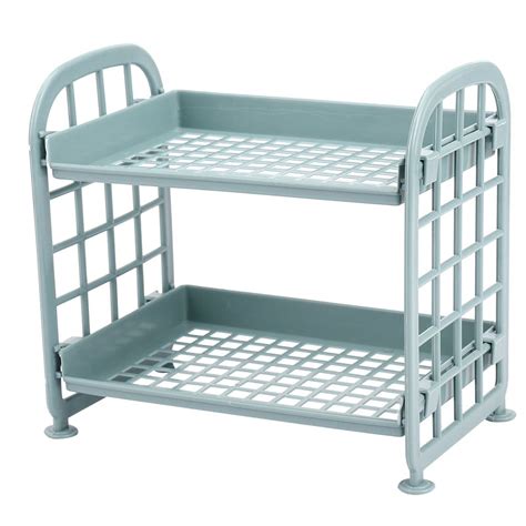 Exogio Nordic Blue 2 Tier Plastic Small Storage Shelves