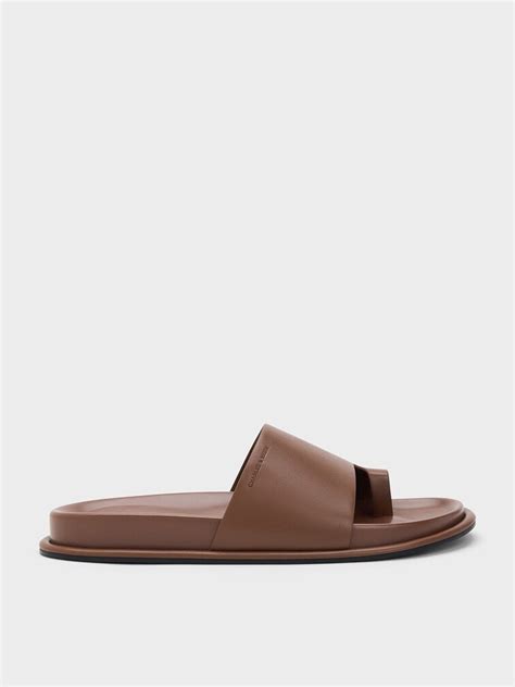 Brown Wide Strap Toe Ring Sandals Charles And Keith Au