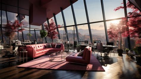 Generative Ai Illustration Of Modern Commercial Office Architecture