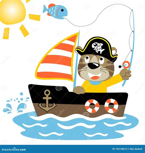Pescando O Tempo Desenhos Animados Engra ados Do Pirata Ilustração