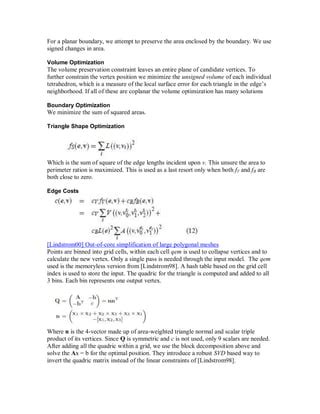 Mesh Simplification Notes PDF