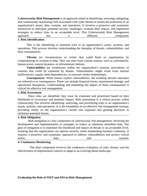 Cybersecurity Risk Management Pdf Risk Management Risk