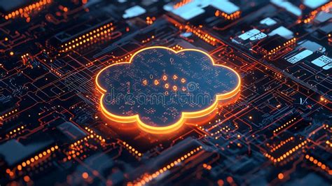 Innovative Cloud Computing Symbol Illuminated On A Digital Circuit