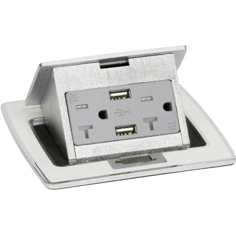 Lew Electric PUFP CT OW 20A 2USB WC Kitchen Counter Pop Up Outlet USB