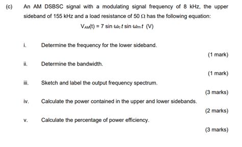 Solved B The AM Waveform For The Modulated Signal Is Chegg
