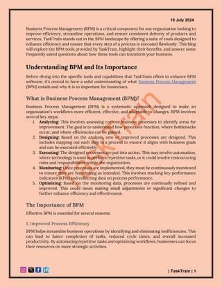 What Bpm Tools Does Tasktrain Provide For Efficiency Pdf