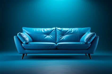 Premium Photo Blue Comfort A Sofa Isolated For A Polished Web