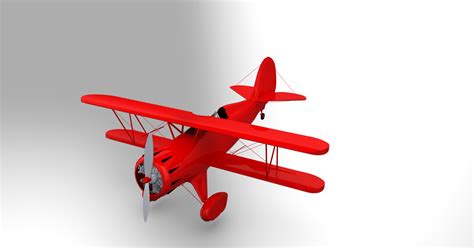 老式双翼飞机3D图纸 PRT格式 PROE 模型图纸下载 懒石网