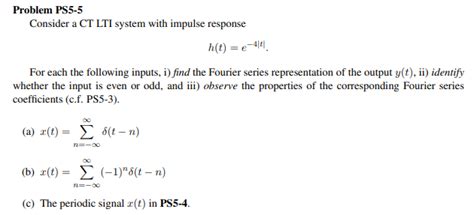 Problem PS5 5 Consider A CT LTI System With Impulse Chegg