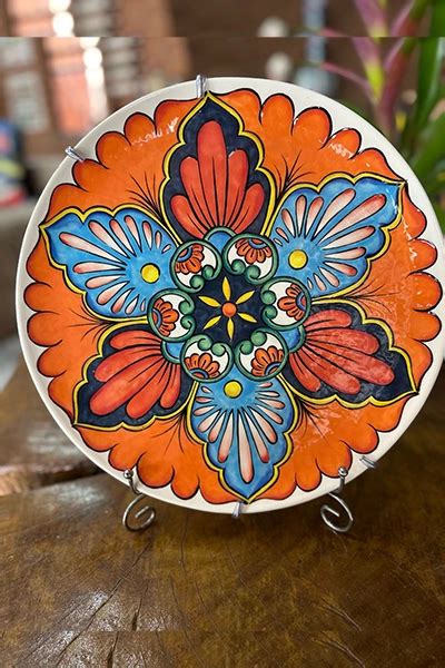 Prato Mexicano Flor De Tavalera Cerâmica Nezmah