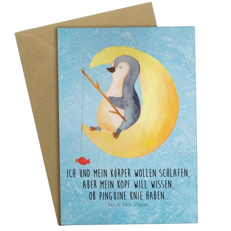 Mr And Mrs Panda Grußkarte Pinguin Mond Weiß Geschenk