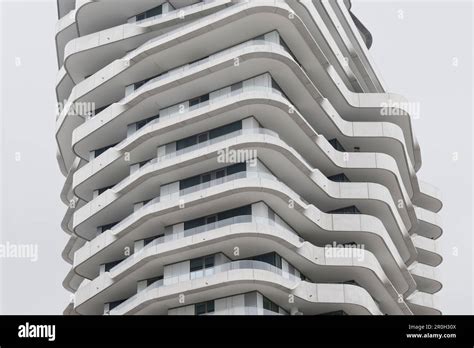 View Of The Marco Polo Tower Hamburg Hafencity Germany Europe Stock