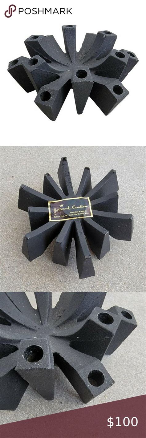 1960s Hallmark Danish Modern Black Cast Iron Sculptural Tiny Taper