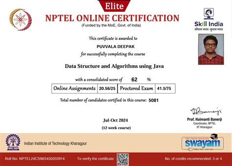 deepak puvvala on linkedin nptel datastructures java