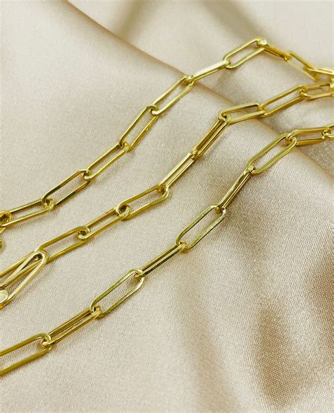 14k Solid Gold Paperclip Necklace 40mm 14k Ladies Gold Etsy