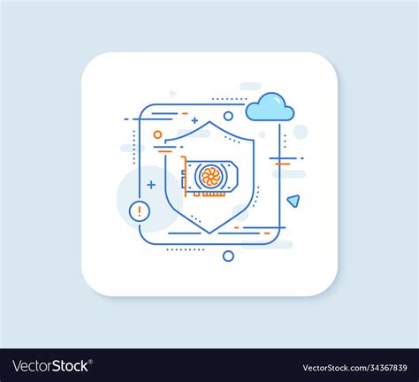 Gpu Graphic Card Line Icon Computer Component Vector Image