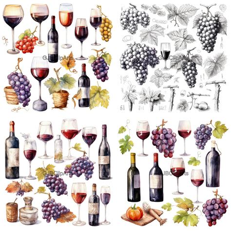 Wine Bottles Clipart Wine Tasting Notes Clipart Wine Glass Clipart