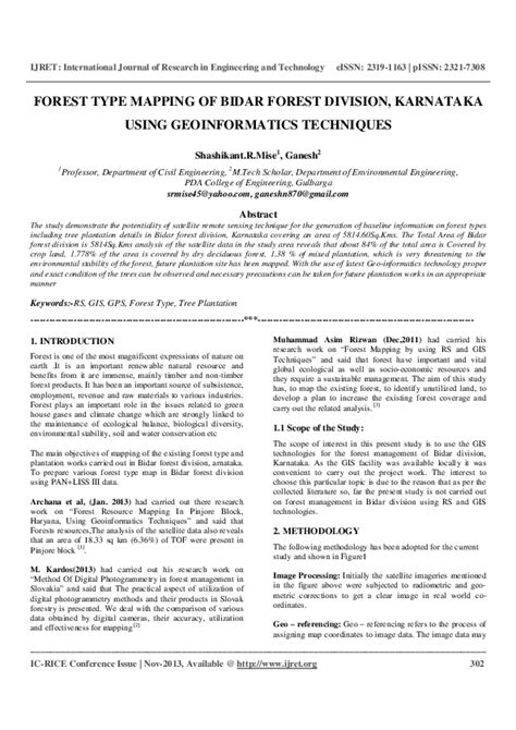 Pdf Forest Type Mapping Of Bidar Forest Division Karnataka Using Geoinformatics Techniques