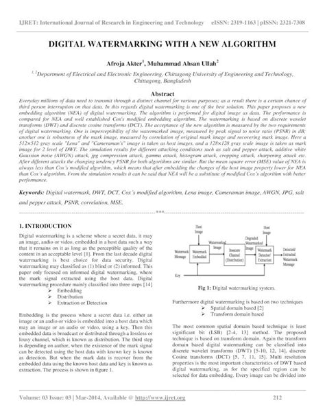 Pdf Digital Watermarking With A New Algorithm Dokumentips