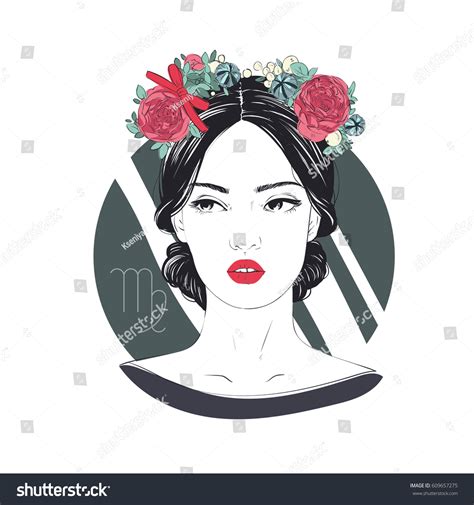 Zodiac Illustration Virgo Zodiac Sign Beautiful Stock Vector Royalty