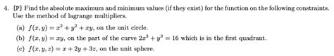solved 4 [p] find the absolute maximum and minimum values