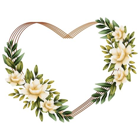 Floral Heart Frame Design Free Psd