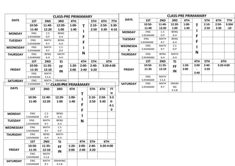 Horario De Clases Preprimaria