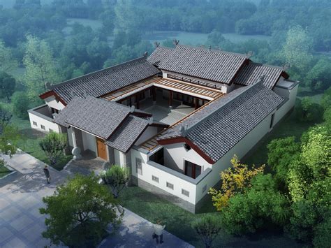 四合院别墅效果图私人四合院别墅外观 伤感说说吧
