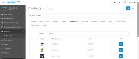OpenCart Marketplace Web To Print Product Design Extension