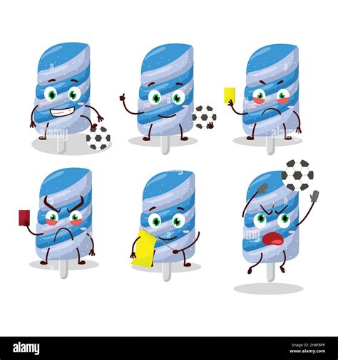 Gummy Candy Blueberry Cartoon Character Working As A Football Referee