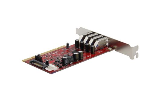 StarTech Com 4 Port PCI SuperSpeed USB 3 0 Adapter Card With SATA SP4 Power Model PCIUSB3S4