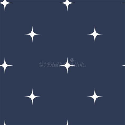 Monochrome Seamless Pattern With White Stars On Blue Stock Vector