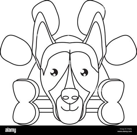 Cute Doberman With A Bone Over White Background Vector Illustration