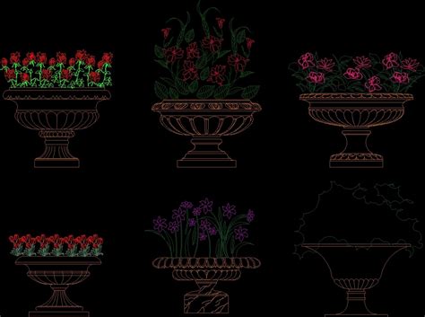 Flower Pots With Pedestals Dwg Block For Autocad • Designs Cad