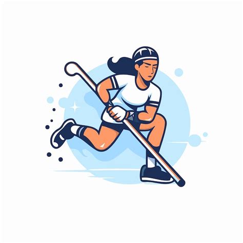 Jogador De Hóquei No Gelo Com Bastão E Disco Ilustração Vetorial De