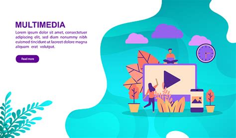 캐릭터와 멀티미디어 일러스트 개념입니다 배너 프레젠테이션 소셜 미디어 포스터 광고 및 프로 모션에 대 한 템플릿 0명에 대한 스톡 벡터 아트 및 기타 이미지 Istock