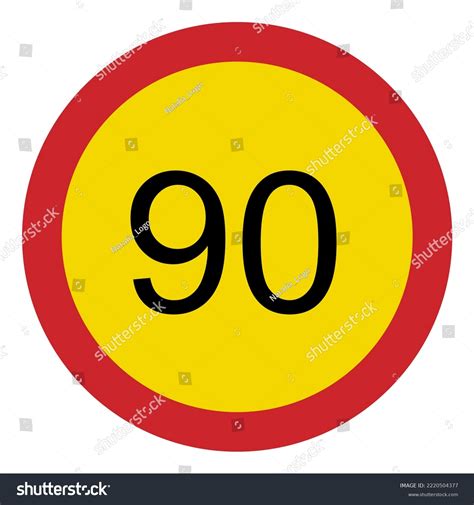 Prohibited Road Signs Speed Limit 90 Stock Vector Royalty Free