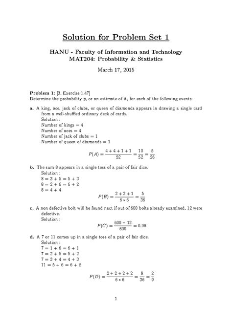 Homework 1 Solution Pst Solution 1 Solution For Problem Set 1 Hanu