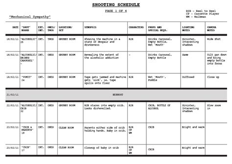 5 Shooting Schedule Templates Word Excel Templates