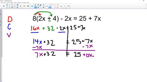 Multi Step Equations With Variables On Both Sides Youtube