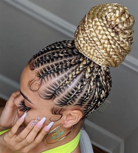 Black Hair Braids In A Bun