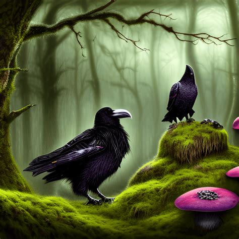 Odins Ravens On Forest Floor · Creative Fabrica