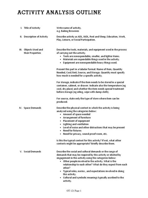 Activity Analysis Outline Pdf Attention Nervous System