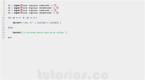 Sentencia If Else MatLab Suma De Dos Fracciones Tutorias Co