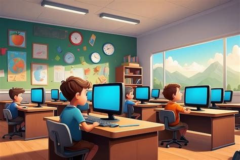 Computer Class Cartoon Images Free Download On Freepik