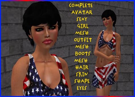 Second Life Marketplace Sexy Patriotic Girl